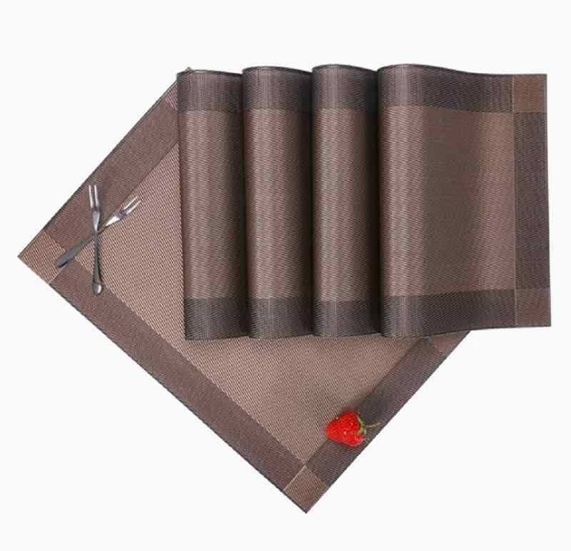 Kaimed ランチョンマット プレースマット リバーシブル 撥水 防汚 丸洗いOK お手入れ簡単 30×45cm (4枚セット) (ブラウン)カラー：ブラウンサイズ：30cm×45cm　素材：PVC敷くだけで食卓が華やかになるシンプルモダ...