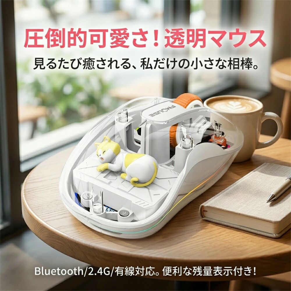 ＼ 毎日パソコンを開くのが楽しみに！ ／透明ドームに可愛いフィギュアがひょっこり大人気の新感覚ワイヤレスマウスがついに登場！当店の商品が選ばれる4つの理由【1】圧倒的デザイン：透明クリアシェル×内蔵フィギュアで、デスク周りが一気に癒し空間へ...