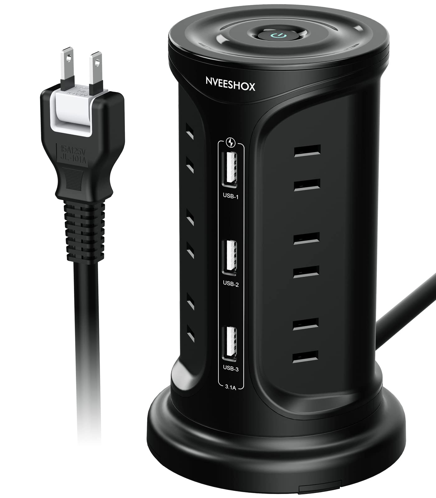 ・?【1台15役の電源タップ】このタワー型電源タップは、4面にACコンセントを3個ずつ、1面にUSBポートが3個、合計15充電口配置されていて、スペースを最大限に活用することができます。USBポートを別に用意せずとも、ACもUSBも1台で接...