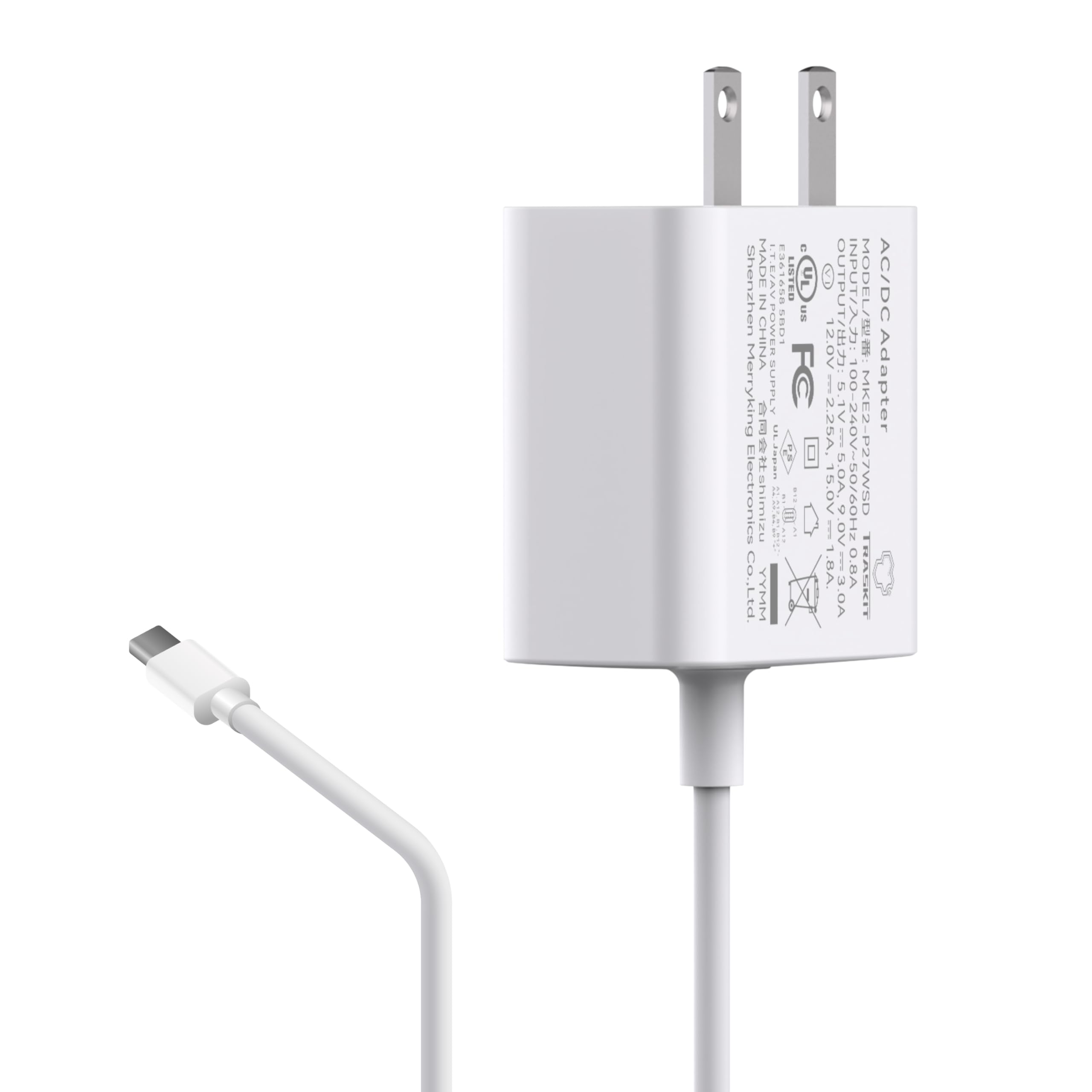 ・INPUT/入力:100・・・240V AC, 50/60HZ 0.8A；・Output/出力:5.1V/5A, 9V/3A, 12V/2.25A, 15V/1.8A(PD)；・ケーブル: 1.5 m ，17AWG；・大電力転送：TRAS...