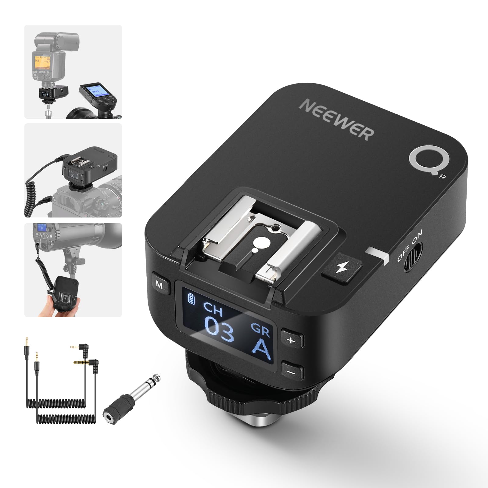 ・【QPROトリガー用ワイヤレスレシーバー】QRワイヤレスレシーバーはNEEWER 2.4G Qシステムと統合されており、NEEWER QPRO-C、QPRO-N、QPRO-Sフラッシュトリガー(別売り)と併用すると、シームレスなワイヤレス...