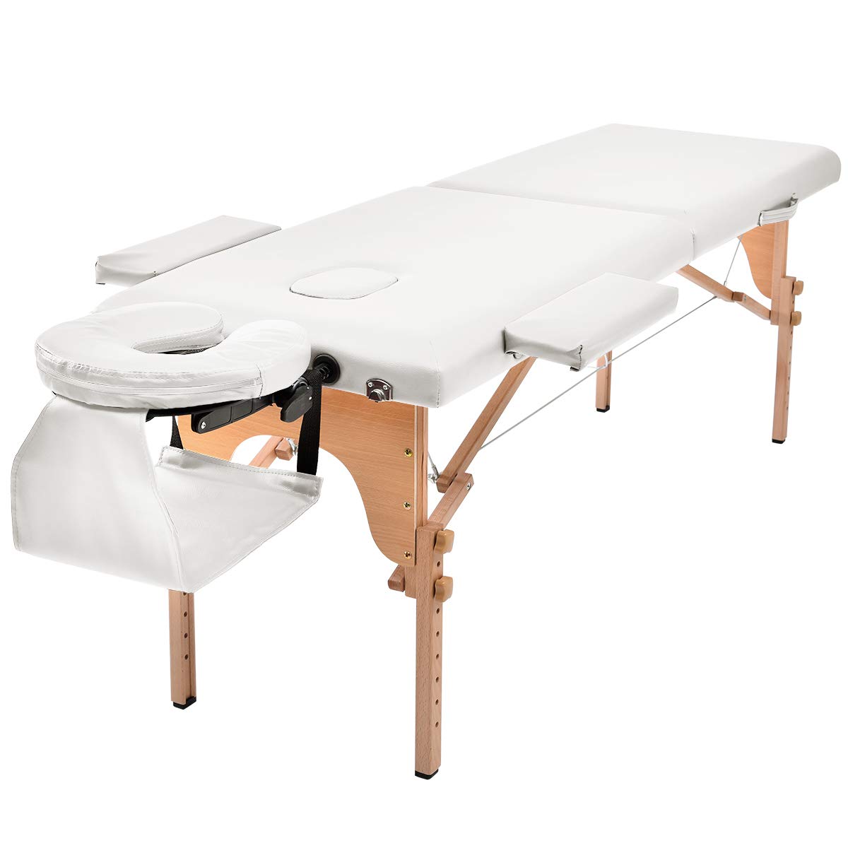 ・【商品仕様】商品サイズ 使用時：奥行き186cmx幅73.5x高さ42-61cm 収納時：幅84cmx奥行き52cmx厚み14cm。【素材】本体：PVC（合成レザー）+ウレタンフォーム。脚：天然木。 10分ぐらい・単な組み立て品★組立マニ...