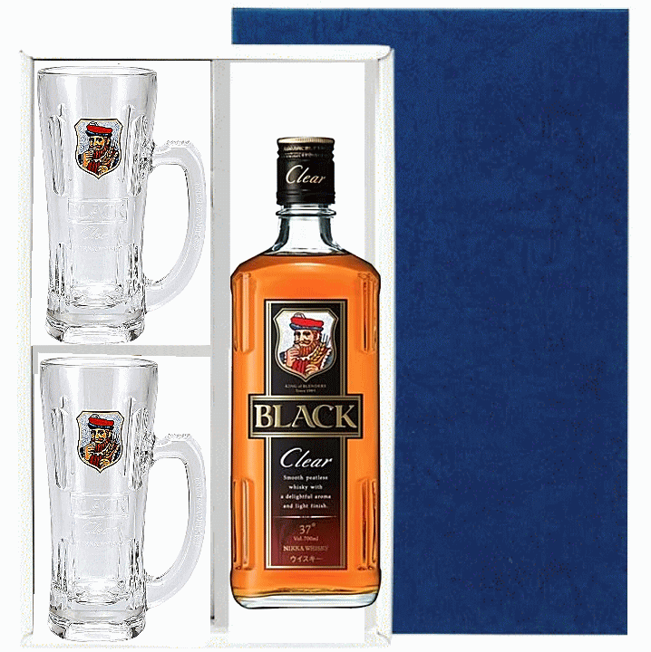 アサヒビールが管理販売しているニッカウィスキーの人気銘柄アサヒビール W ブラックニッカクリア（新） 700mL専用特製ハイボールジョッキ　380ml ×2個詰め合わせたセットです。 ●ノンピートモルト（ピートを使用せず乾燥させた、ピート由...