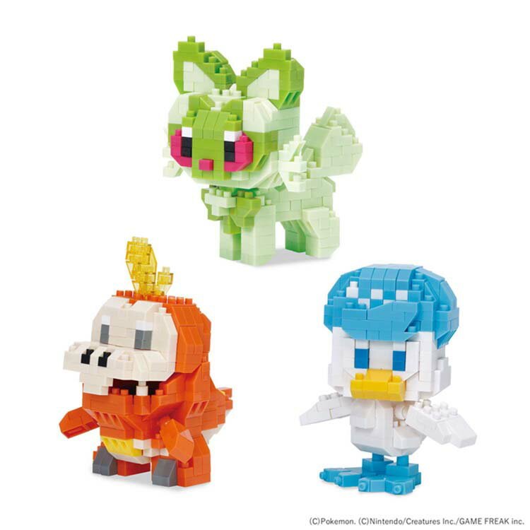【ニャオハ】『ポケットモンスター』シリーズ最新作『ポケットモンスター スカーレット・バイオレット』より、最初に選ぶ3匹のポケモンの内の1匹「ニャオハ」が新登場！！ポケナノ「RS」は、斜めやフラットのパーツを多用し、ナノブロックのあらゆる表現...