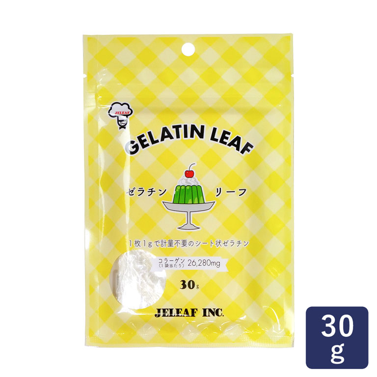 ■ただ今のお買い得アイテムはこちらからチェック！ 商品詳細 product 1枚あたり1gで均一に作られた豚由来のシートゼラチンです。 枚数で使用量を計算できるため、はかりを使わず手軽にお使いいただけます。 水切りしやすくきれいに溶けるので...