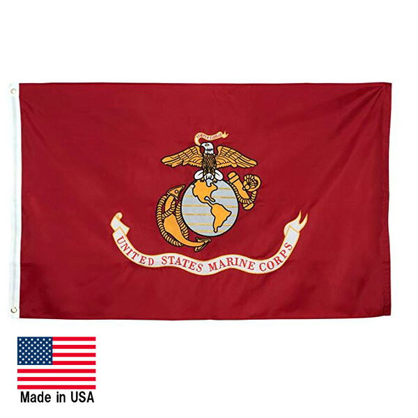 【商品詳細】 USMC アメリカ海兵隊「マリーン」のフラッグです！エンブレムにプリントはなく、全て刺繍で施されていている商品です！ ポリエステル製なので、外でも大丈夫！ 自室やガレージ、店舗など、ミリタリー好きの方や、アメリカンな雰囲気を作...