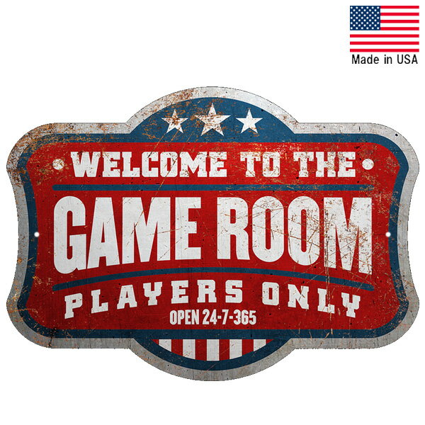 【商品詳細】 エンボス メタルサイン "WELCOME TO THE GAME ROOM" ゲーム部屋へようこそ 看板 縦19cm×横27cm アメリカ製 "WELCOME TO THE GAME ROOM (ゲーム部屋へようこそ)"の文字...