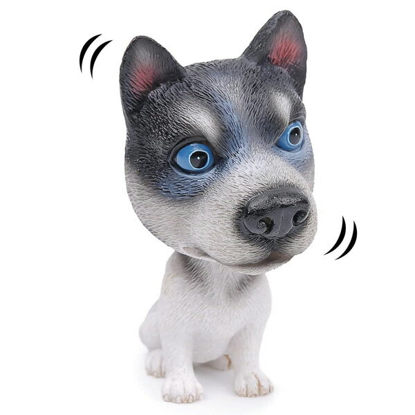 【商品詳細】 ハスキー ボビングヘッド フィギュア 高さ11cm 車のダッシュボード等に飾ると走行に合わせてゆらゆらと首が揺れるフィギュアです。 犬の頭と体は丈夫で柔軟なスプリングで接続されています。 ハスキーを飼っている方にオススメ！ 他...