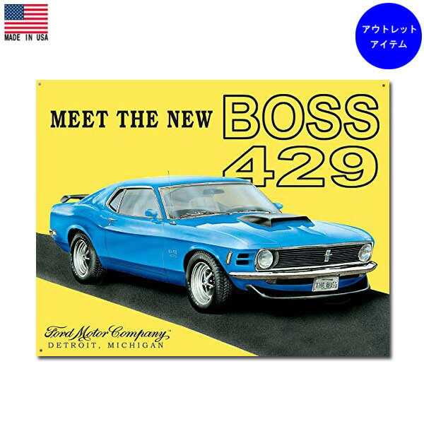 【商品詳細】 伝説のマッスルカー「Ford BOSS 429」が描かれたフォード オフィシャルのブリキ看板！ 薄めの色調で、レトロ感のある商品！ 個人用にガレージやインテリアで個性的な空間を演出できます！もちろんショップ用にも◎なデザインで...