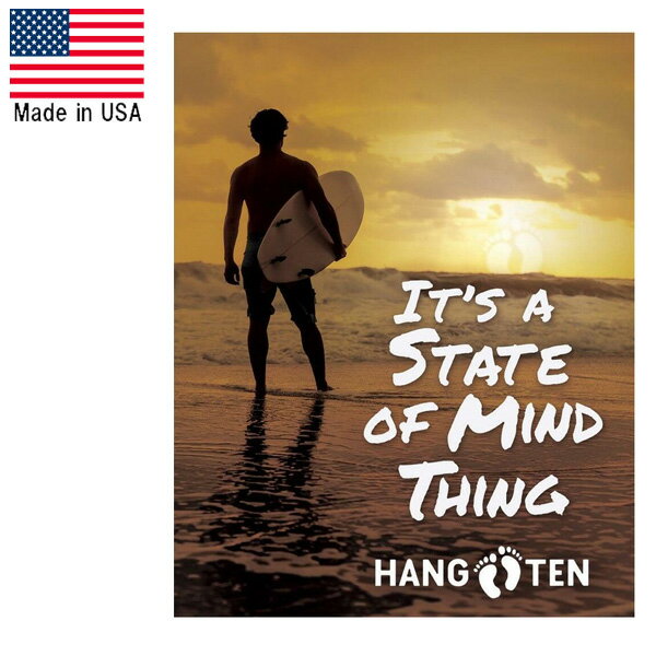 【商品詳細】 "HANG TEN" 看板 縦40.5cm×横31.5cm "HANG TEN" "IT'S A STATE OF MIND THING"と書かれたアンティーク風に仕上げたメタルサインです。 海とサーフボードを持つサーファーの...