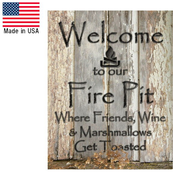 【商品詳細】 Welcome to our Fire Pit 看板 縦40.5cm×横31.5cm キャンプ好きな方にオススメの看板！ ペンキが剥がれてアンティーク風になった木製看板がデザインされています(実際はメタル製です)。 個人用とし...