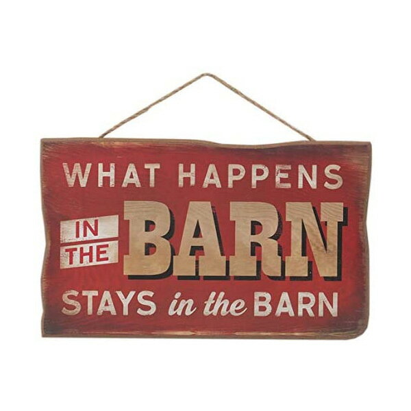 【商品詳細】 吊り紐付き "WHAT HAPPENS IN THE BARN" 木製看板 "WHAT HAPPENS IN THE BARN" "STAYS IN THE BARN"の文字がデザインされた吊り紐付きの木製プレート。ヴィンテー...