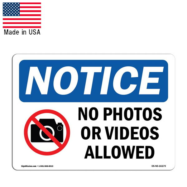 【商品詳細】 NOTICE NO PHOTOS OR VIDEO ALLOWED デカール 縦12.5cm×横17.5cm "NOTICE NO PHOTOS OR VIDEO ALLOWED (お知らせ 写真やビデオの撮影はご遠慮ください...