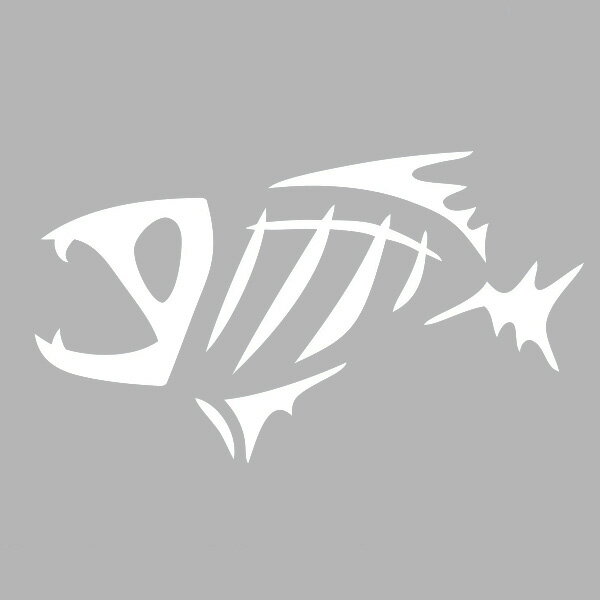 【商品詳細】 フィッシュ ボーン デカール 縦8.5cm×横14.5cm 魚の骨のビニールステッカーです。 耐久性、耐候性にすぐれたビニール製ですので、屋内外問わずいろいろな場所にお使いいただけます。 【商品仕様】 ・カラー：ホワイト ・サ...