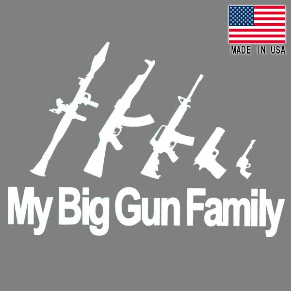 【商品詳細】 ステッカー My Big Gun Family 縦13.5cm×横19cm 切り抜きタイプのカッティングステッカーです。 5種類の銃がデザインされています。 耐久性、耐候性にすぐれたビニール製ですので、屋内外問わずいろいろな場...