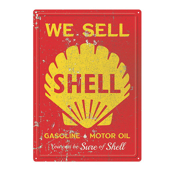 【商品詳細】 エンボス メタルサイン "SHELL WE SELL" シェル 縦42.5cm×横30.5cm SHELL シェルのエンボスメタルサイン。 石油メジャーのエクソン・モービル・テキサコ・シェブロン・ガルフ・BP・シェル（テキサコ...