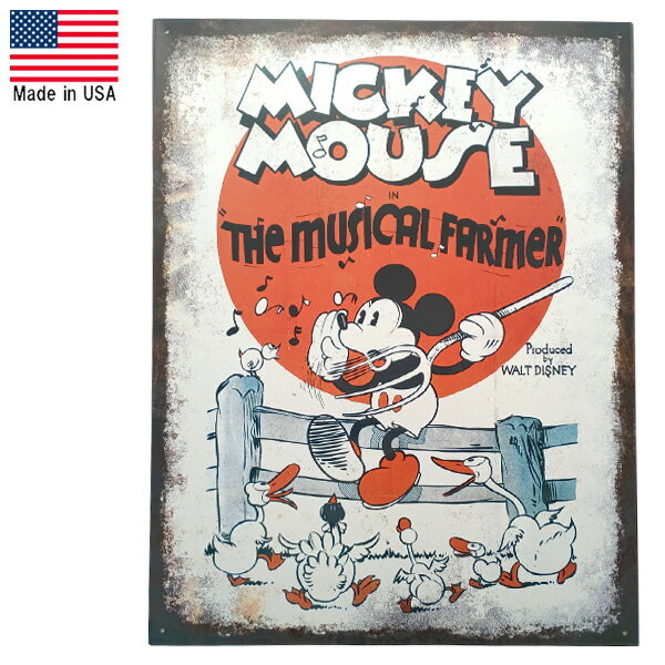 【商品詳細】 メタルサイン "MICKEY MOUSE THE MUSICAL FARMER" ミッキーマウス ミッキーの陽気な農夫 看板 縦40.5cm×横32cm 世界的な人気者、ミッキーマウスの初期の短編アニメーション「The Mus...