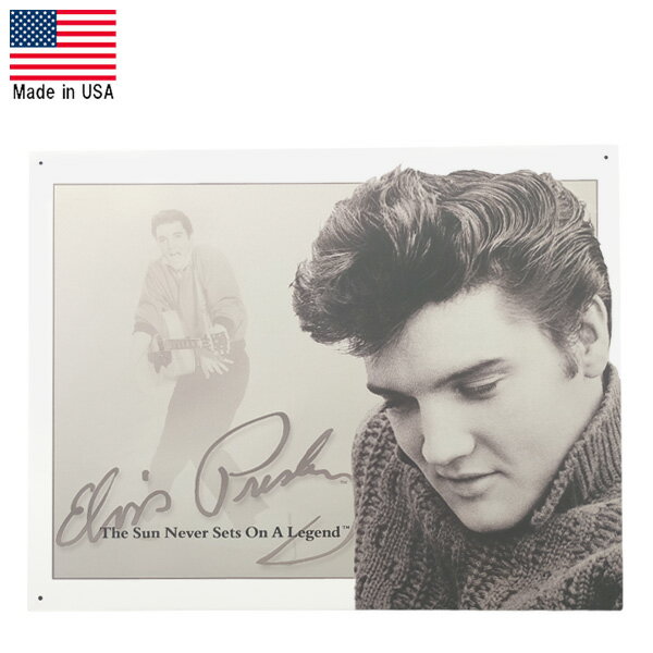 【商品詳細】 メタルサイン "ELVIS PRESLEY Sun Never Sets" エルヴィス・プレスリー モノクロ 看板 縦32cm×横40.5cm 「キング・オブ・ロックンロール」、エルヴィス・プレスリー（Elvis Presle...