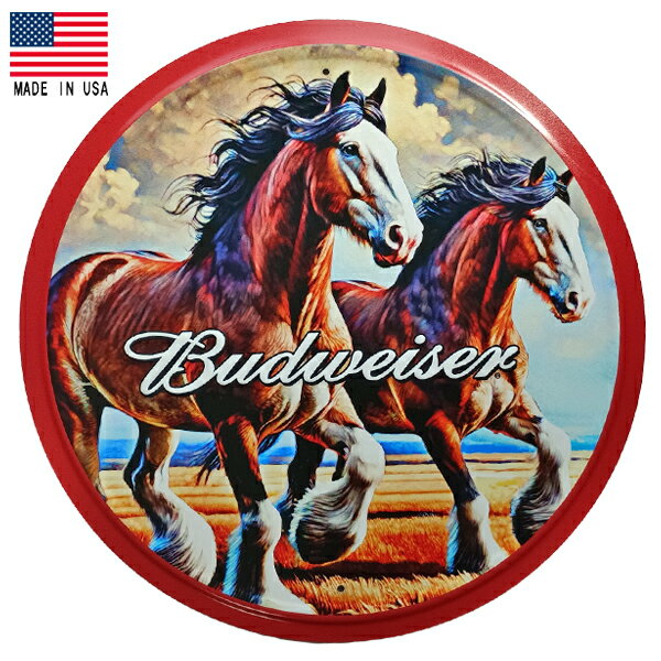 【商品詳細】 Budweiser バドワイザー エンボス メタルサイン 直径29cm 無機質な壁やガレージ空間を、もっと“自分らしいアメリカンスタイル”に仕上げたい。そんな方におすすめなのが、Budweiser公式デザインのエンボス仕様メタ...