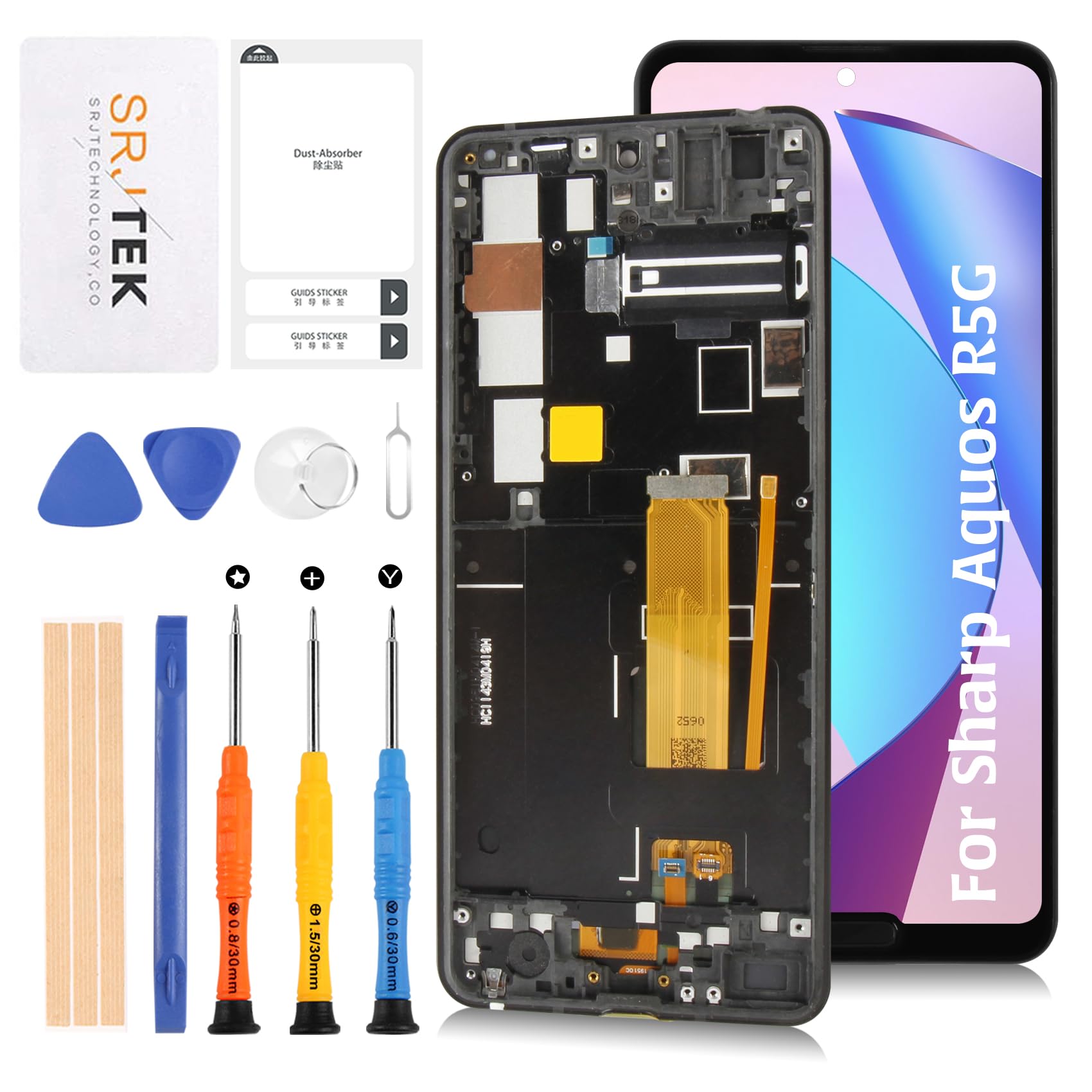 【商品について】【対応機種】: For Sharp AQUOS(シャープ アクオス) R5G SH-51A SHG01 SH-R50 フレーム付き交換修理用液晶パネルセット。壊れた画面、故障したスクリーン、デッドポイント画素、非アクティブな...