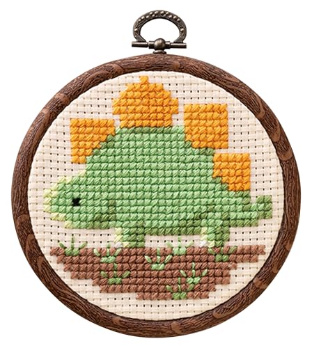 ステゴサウルスステゴサウルス/直径 約10.5cm/7599・Style:ステゴサウルス・出来上がりサイズ：額内径 直径 約10.5cm・用意するもの：縫い糸・縫い針・はさみ・キット内容：刺しゅう糸・クロス針・カラー図案付説明書・おしゃれフ...