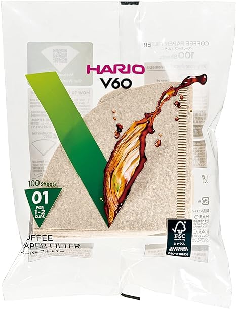 みさらし/01（1〜2人用）/V60フィルター・Size:01（1〜2人用）NumberOfItems:1・V型円錐形ペーパーフィルター・円錐型のドリッパーにぴったりとフィットし、一貫した抽出を実現・1袋100枚入・日本製・みさらしHARI...