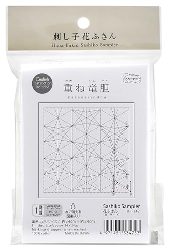 H-1142白/約34cm×34cm/H-1142・Size:約34cm×34cmStyle:H-1142・出来上がりサイズ：約34cm×34cm・用意するもの：刺し子糸、縫い糸、縫い針、はさみ、アイロン、定規・キット内容：晒木綿、作り方説...