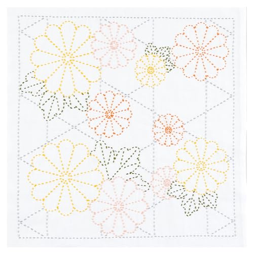 SK-493重陽の菊かごめ/約 34cm×34cm/SK-493・Style:SK-493・出来上がりサイズ：約 34cm×34cm・用意するもの：縫い糸・縫い針・はさみ・アイロン・定規・キット内容：晒木綿・刺し子糸・刺し子針・作り方説明書...