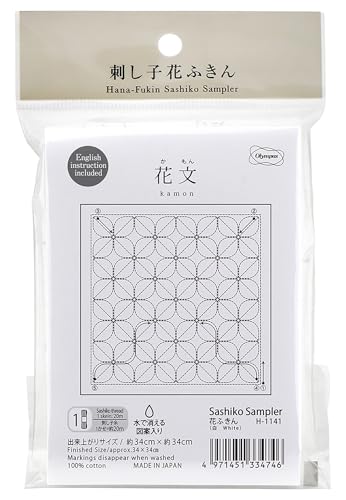 H-1141白/約34cm×34cm/H-1141・Size:約34cm×34cmStyle:H-1141・パッケージ個数:1・出来上がりサイズ：約34cm×34cm・用意するもの：刺し子糸、縫い糸、縫い針、はさみ、アイロン、定規・キット内...