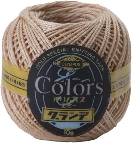 Col.734ペールベージュ/-/エミーグランデカラーズ・Style:Col.734・仕様：1玉 10g約44m 3玉セット・品質：綿（最高級エジプト綿）100％・適正針：0号レース針〜2/0号かぎ針・エミーグランデカラーズ・日本製オリムパ...