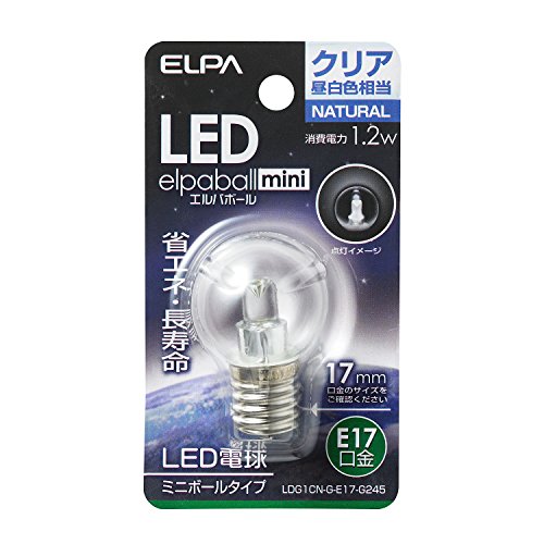 昼白色/-/LDG1CN-G-E17-G245・Color:昼白色・パッケージ個数:1・11×6×3.5cm・■交流電源：100V 50/60Hz共用 ■口金：E17 ■サイズ：全長48X外径30(mm) ■質量：12g ■定格入力電流：0...