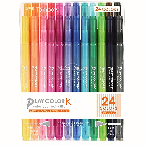太字24色セット/-/GCF-012・パッケージ個数:1・【色】24色セット・【仕様】ツインタイプ／太字（0.8mm）・超極細（0.3mm）・【用途】一般筆記・デザイン・スケッチ用・アンダーライン用・【インク】水性染料インク・【単品サイズ】...