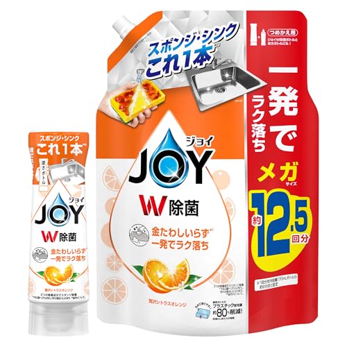 オレンジ-/-/4904740678283・PatternName:本体290mL+1620mLStyle:オレンジ・パッケージ個数:1・メチャ楽逆さボトル。ボトルをひっくり返す手間なし、フタの開閉なし・ジョイの食器用洗剤なら金たわしブラシ...