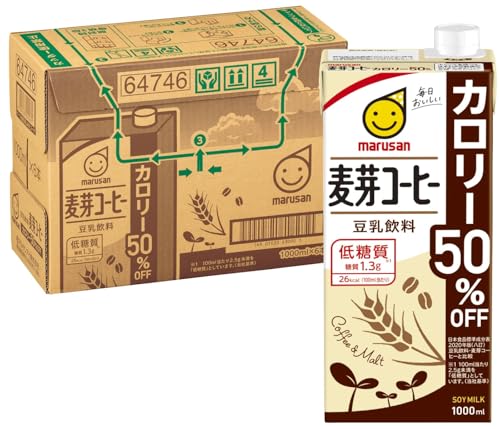 麦芽コーヒー-/1リットル (x 6)/-・パッケージ個数:1・内容量:1000ml×6本・カロリー:100ml当たり24kcal・原材料:大豆(アメリカまたはカナダ)(遺伝子組換えでない)、コーヒー、食塩・商品サイズ(幅×奥行×高さ):2...