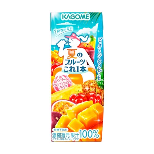 商品説明：果実ミックスジュース（濃縮還元）・保存方法：直射日光や高温多湿を避けて保存してください。・原材料名：果実（りんご（輸入）、マンゴー、バナナ、パッションフルーツ、レモン、パインアップル、アセロラ）／香料、ビタミンC、クエン酸、ビタミ...
