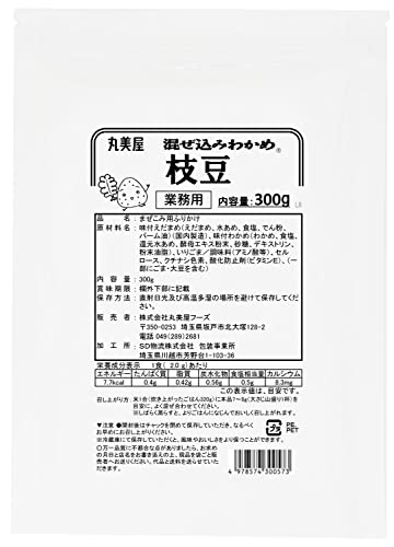 枝豆・FlavorName:枝豆PatternName:300g・パッケージ個数:1・内容量:300g・原材料:わかめ、えだまめ、胡麻、水飴、食塩、還元水飴、酵母エキス、砂糖、パーム油、調味料(アミノ酸等)、クチナシ色素、酸化防止剤(ビタミ...