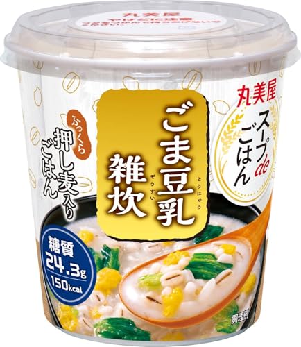 FlavorName:ごま豆乳雑炊×6個PatternName:スープdeごはん・原材料：［ごはん］うるち米（国産）、大麦、なたね油／トレハロース、乳化剤、（一部に大豆を含む）｜ ［スープ］調製豆乳粉末、すりごま、植物油脂、食塩、砂糖、水あ...