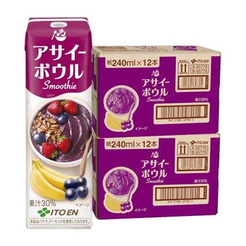パッケージ個数:2・小腹満たしスムージー！商品の説明 アサイーの濃厚でなめらかな舌触りにフルーツの豊かな味わいをお楽しみいただける30%混合果汁入り飲料です。 アサイーにバナナ、ぶどう、いちご、アーモンドなどを加え、まるで「アサイーボウル」...