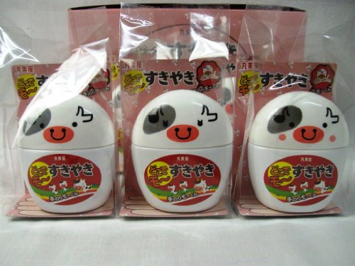FlavorName:どこでモーすきやき 容器入×5個・パッケージ個数:5・原材料:小麦粉、砂糖、いりごま、醤油、牛肉、食塩、鶏卵、こしあん、調製ラード、乳糖、でん粉、植物性たん白、パーム油、海藻カルシウム、玉ねぎ、大豆加工品、エキス(酵母...