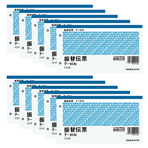 -/-/テ-10NX10・パッケージ個数:1・【サイズ】 別寸・ヨコ型　タテ106×ヨコ188・【内容】 行数：7行、紙質：上質紙・枚数：100枚・60mmピッチ穴付きです。・【入数】 1冊100枚×10冊入り60mmピッチ穴付きの振替伝票...