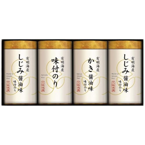 内容:味付のり(8切20枚)・味付のり(かき醤油味)(8切20枚)各1個・味付のり(しじみ醤油味)(8切20枚)2個・製造・生産地:日本製・賞味期限:製造日より常温約540日・アレルゲン:小麦・えび・大豆商品紹介 有明海産の風味豊かな海苔を...