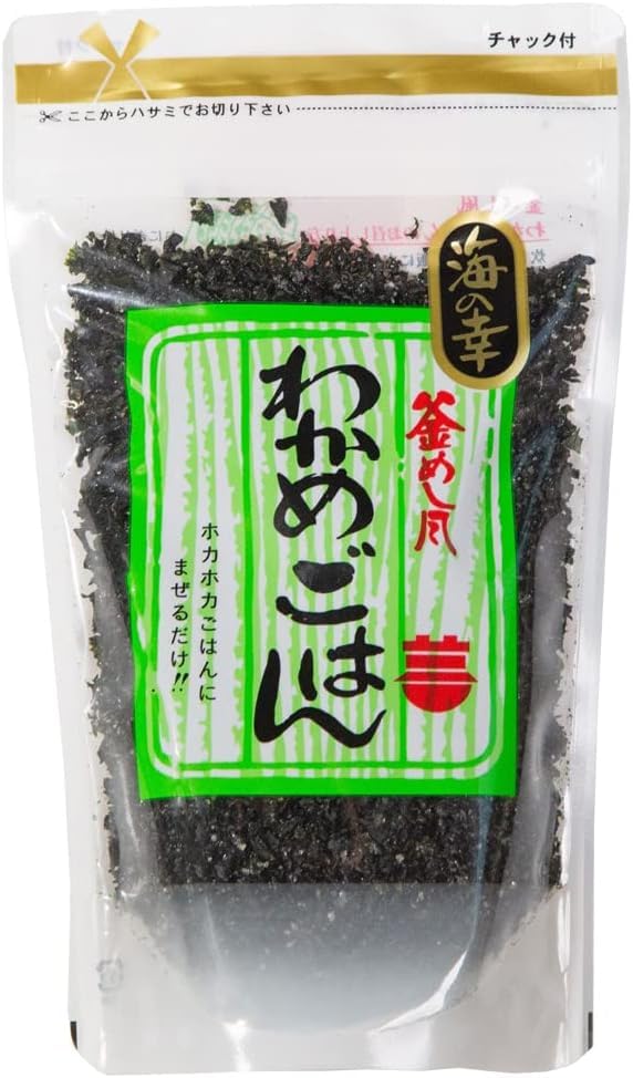 原材料:食塩(国内製造)、わかめ(韓国産)、砂糖、かつお風味調味料（食塩、乳糖、粉末醤油、風味原料、砂糖、その他）、乳糖/調味料(アミノ酸等)、(一部に乳成分、小麦、大豆を含む)・内容量:110g・炊き上がったごはんに混ぜ合わせるだけわかめ...