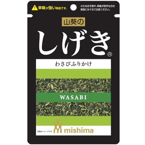 3種の青菜（大根葉、京菜、わさび葉）をわさび味に仕上げました。わさびのツーンとした辛味が刺激的なふりかけです。・【原材料】塩蔵青菜（塩蔵わさび葉（中国製造）、塩蔵大根葉、塩蔵京菜）、砂糖、食塩、食用植物油脂、大豆食物繊維、昆布エキス、鰹削り...
