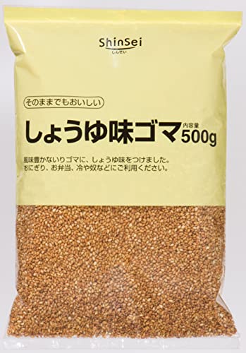 -/500g/-・Size:500g・パッケージ個数:1・内容量:500g・原材料:ごま・商品サイズ(高さ×奥行×幅):255mm×170mm×15mm商品紹介 味付ごまの中ではもっともメジャーなしょうゆ風味のごまです。ごまの表面に粉末状に...