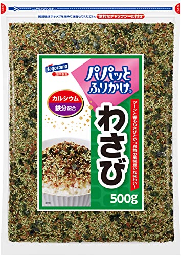 FlavorName:わさび・チャック付きの大袋商品紹介 ツーンと香るわさびと、かつお節の風味豊かで刺激的なふりかけです。 不足しがちなカルシウム・鉄分を配合しました。本製品3g(1食の目安量)当り、カルシウム57mg・鉄分2.0mgが摂取...