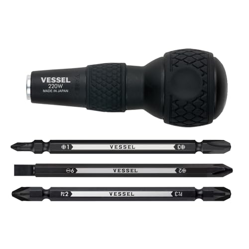 差替ドライバーセットブラック/-/220W-3・Style:差替ドライバーセット・パッケージ個数:1・セット内容:ボールグリップ、差替ビット:+1/+3 +2/-6 PZ2/PZ3…各1本・ボールグリップ 柄径:41mm 全長:100mm ...