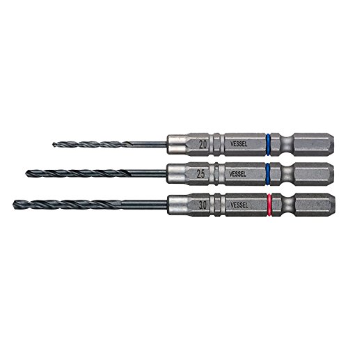 シルバー/2/2.5/3 mm 3本組/AMD3S-1・Size:2/2.5/3 mm 3本組・パッケージ個数:1・セット内容:2.0、2.5、3.0mm各1本・高硬度HSS(ハイス鋼)で鋭い切れ味が持続・鉄・軽金属・合成樹脂・木材などの各...
