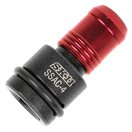 インパクトレンチレンチブラック|レッド/1/2(12.7mm)/SSAC-4・パッケージ個数:1・用途:インパクトレンチで六角軸のビットやドリルを使用・材質:特殊鋼・軸径:6.35mm六角軸・差込角:1/2(12.7mm)インパクトレンチ用...