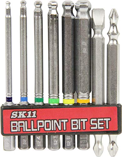 六角ボールポイントビット-/六角ビット(2.5・3・4・5・6・8mm)・両頭ビット(+2・+2)(+2・-6)/BS-21N 8ホンクミ・Style:六角ボールポイントビット・パッケージ個数:1・入数:8本組・軸径:6.35mm六角軸、全...