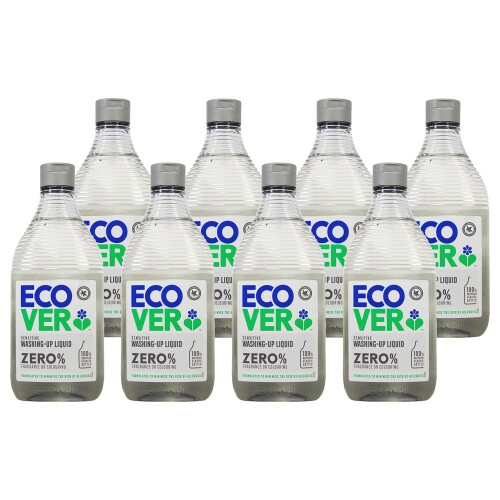 ECOVER(エコベール) エコベール ゼロ 食器用洗剤 本体 (無香料・無着色) 450ml×8個 ecover 手に優しい 植物由来 赤ちゃん 食器洗剤 キッチン洗剤 台所用洗剤 油汚れ ケース販売 大容量 肌への負担が気になる香料、着...